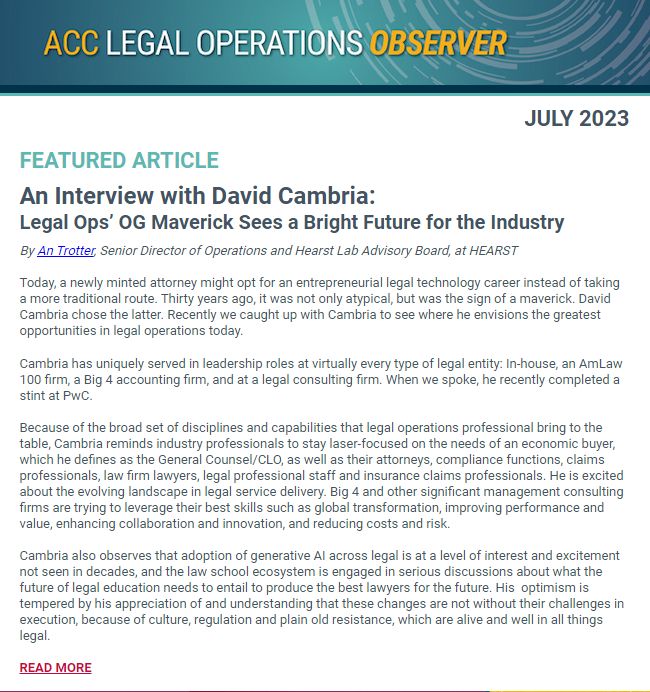 Legal Ops Pioneers - David Cambria on Legal Ops' Greatest Opportunitie ...